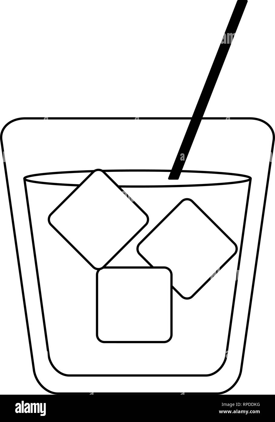 Whisky cup with ice cubes black and white Stock Vector Image & Art - Alamy