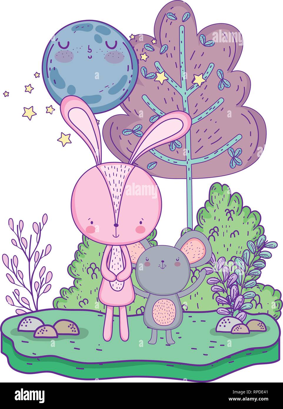 little rabbit and mouse in the landscape Stock Vector Image & Art - Alamy