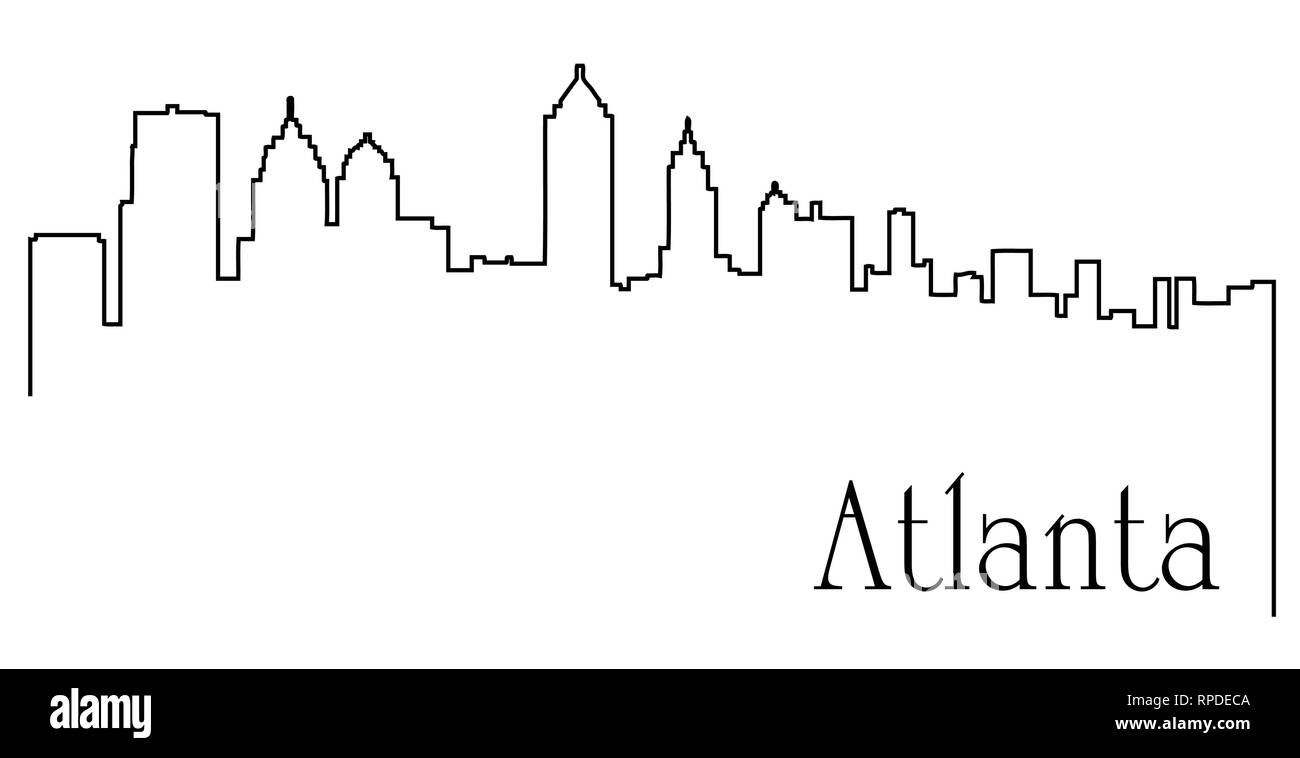 Atlanta city one line drawing abstract background with cityscape Stock ...