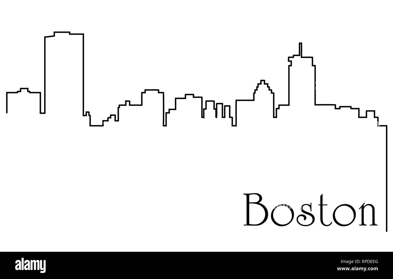 Boston city one line drawing abstract background with cityscape Stock ...