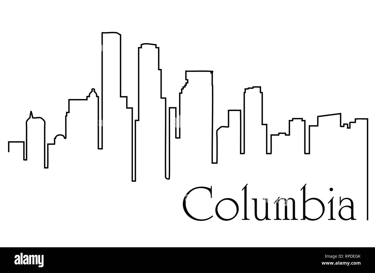 Columbia city one line drawing abstract background with cityscape Stock ...