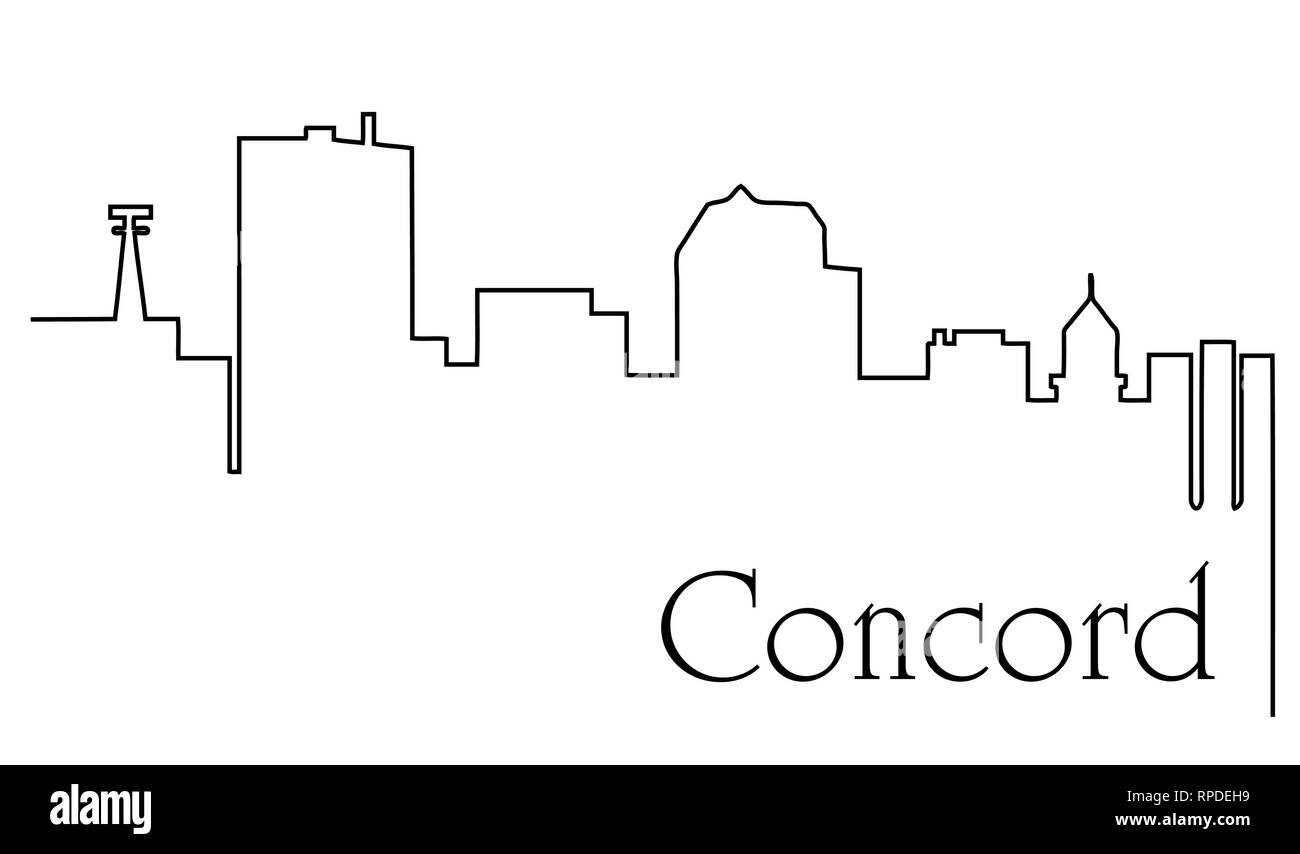 Concord city one line drawing abstract background with cityscape Stock ...