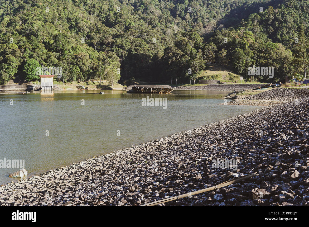 Lake dam water reservoir for hydroelectric power generation - Image ...