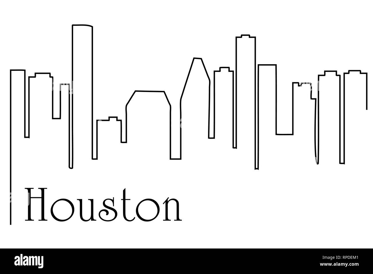 Houston city one line drawing abstract background with cityscape Stock ...