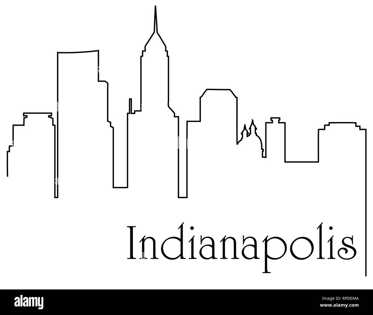 Indianapolis city one line drawing abstract background with cityscape ...