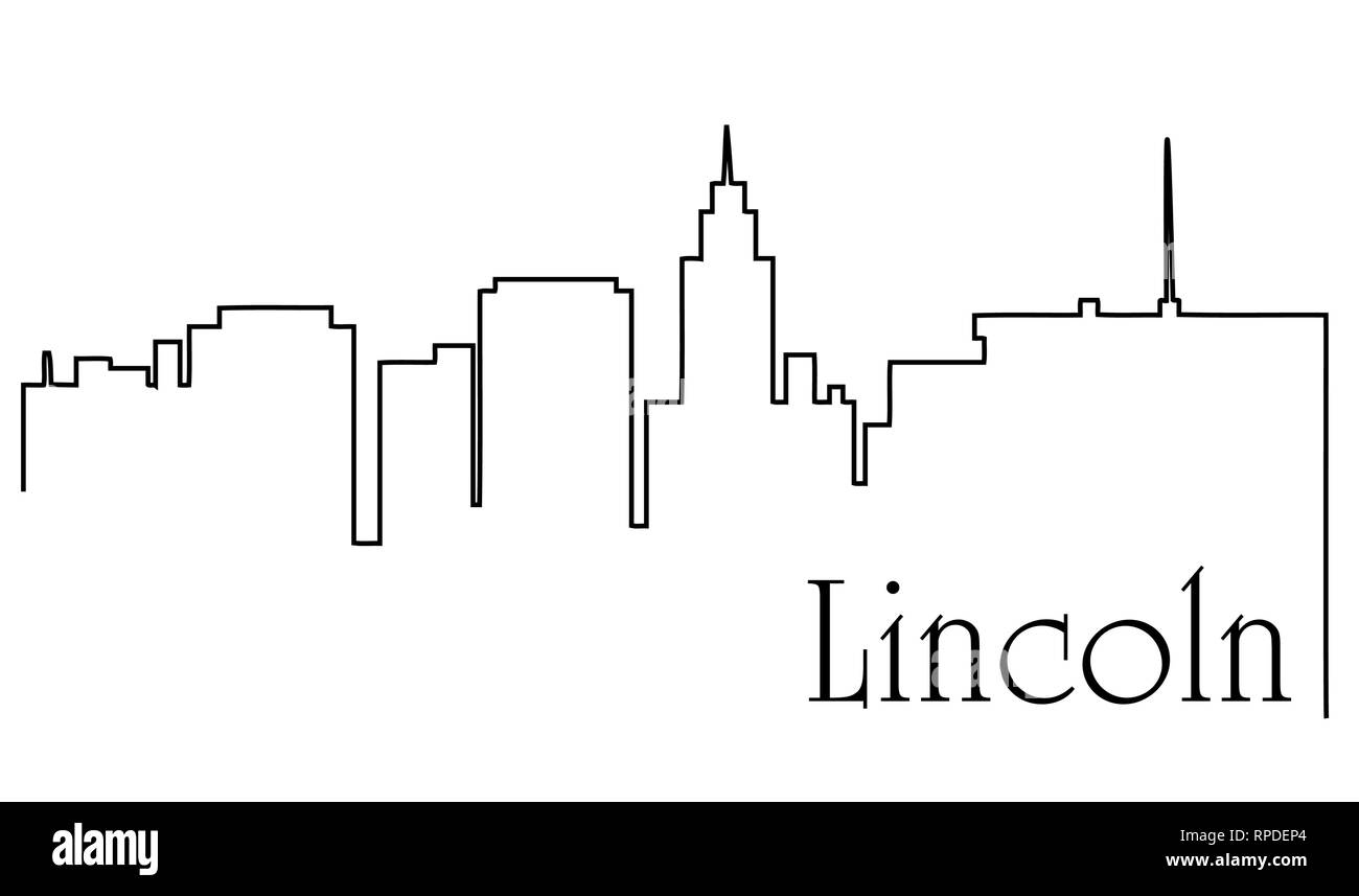 Lincoln city one line drawing abstract background with cityscape Stock ...