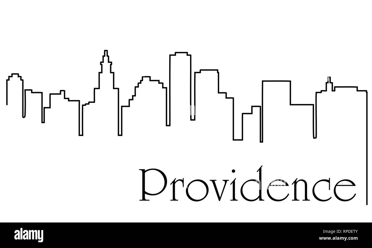 Providence city one line drawing abstract background with cityscape ...