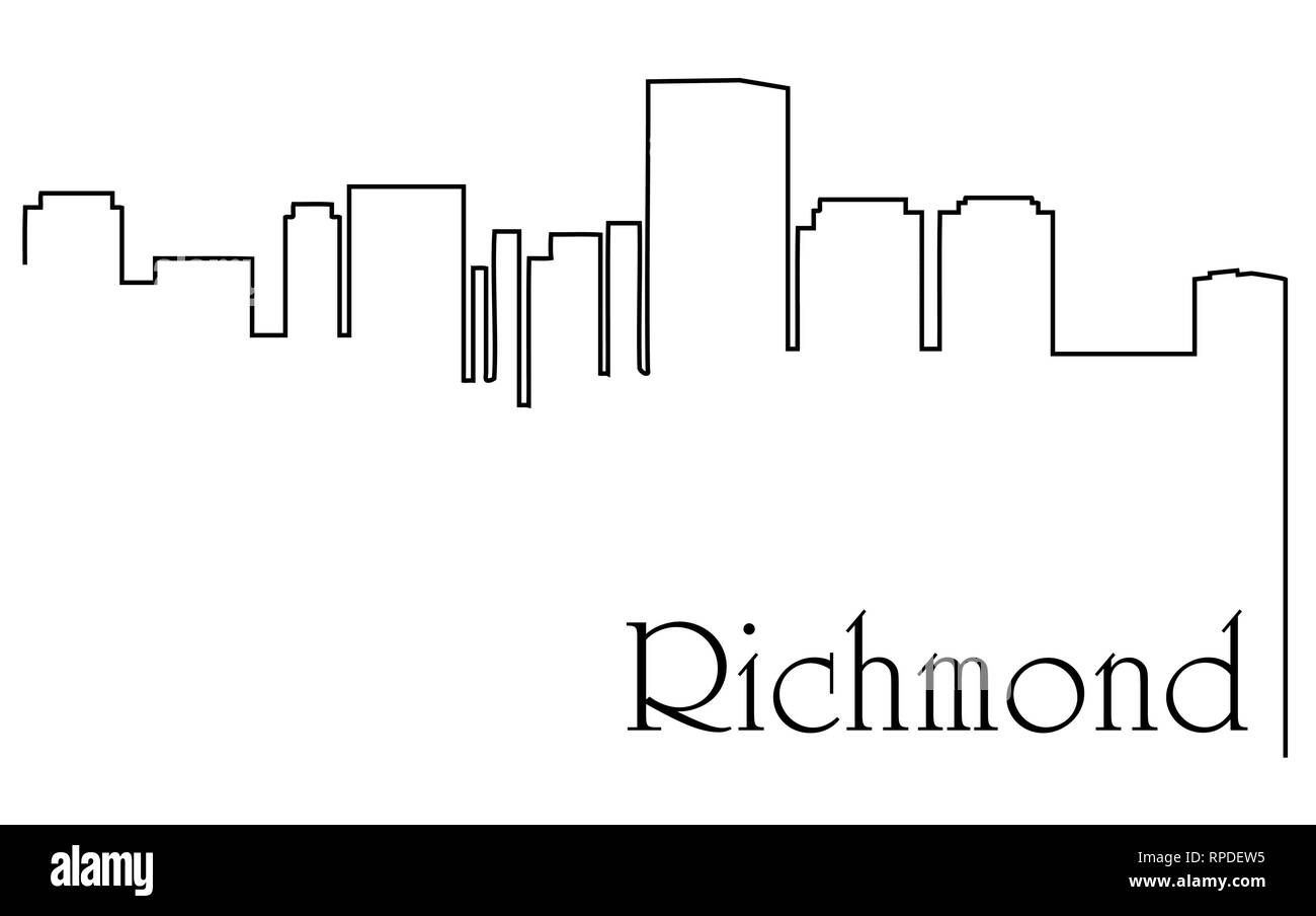 Richmond city one line drawing abstract background with cityscape Stock ...