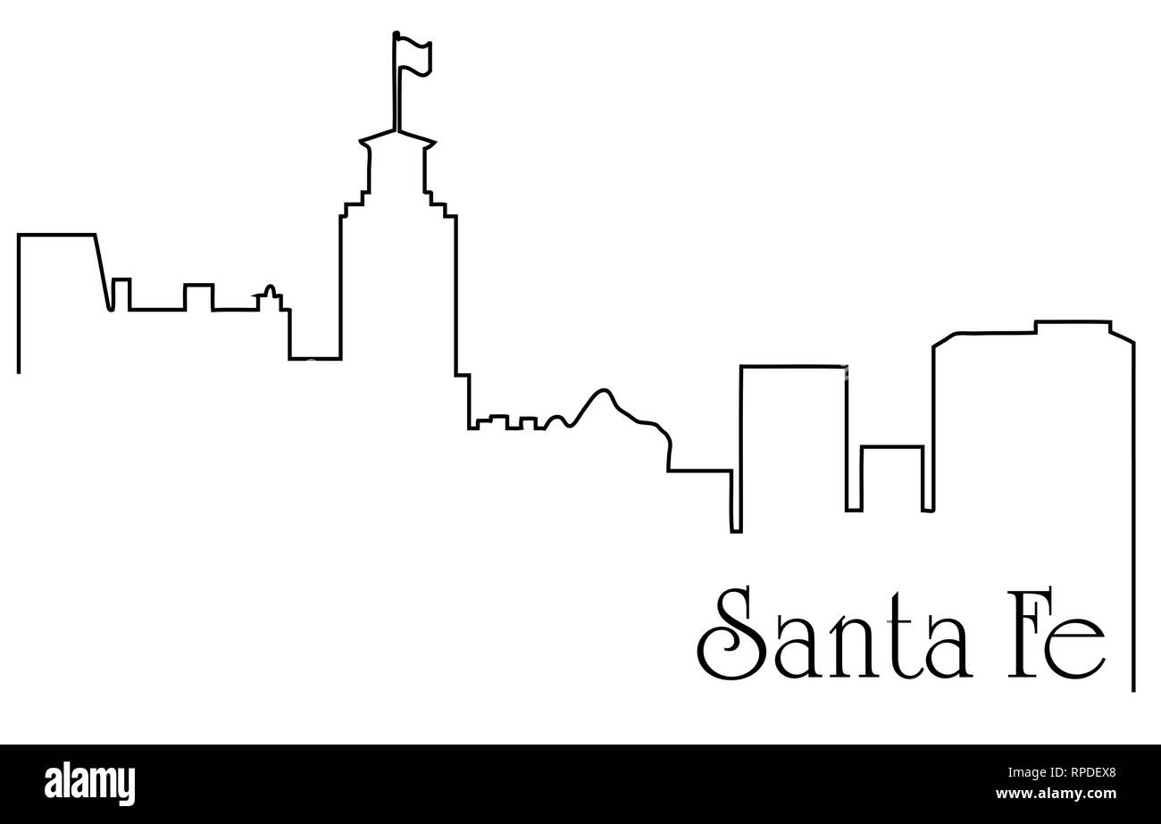 Santa Fe city one line drawing abstract background with cityscape Stock ...