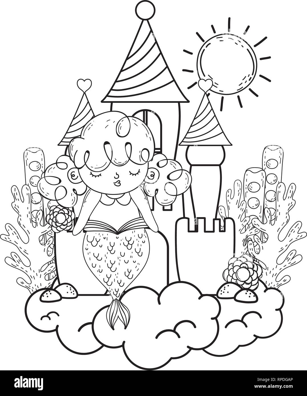 Little mermaid castle Stock Vector Images - Alamy