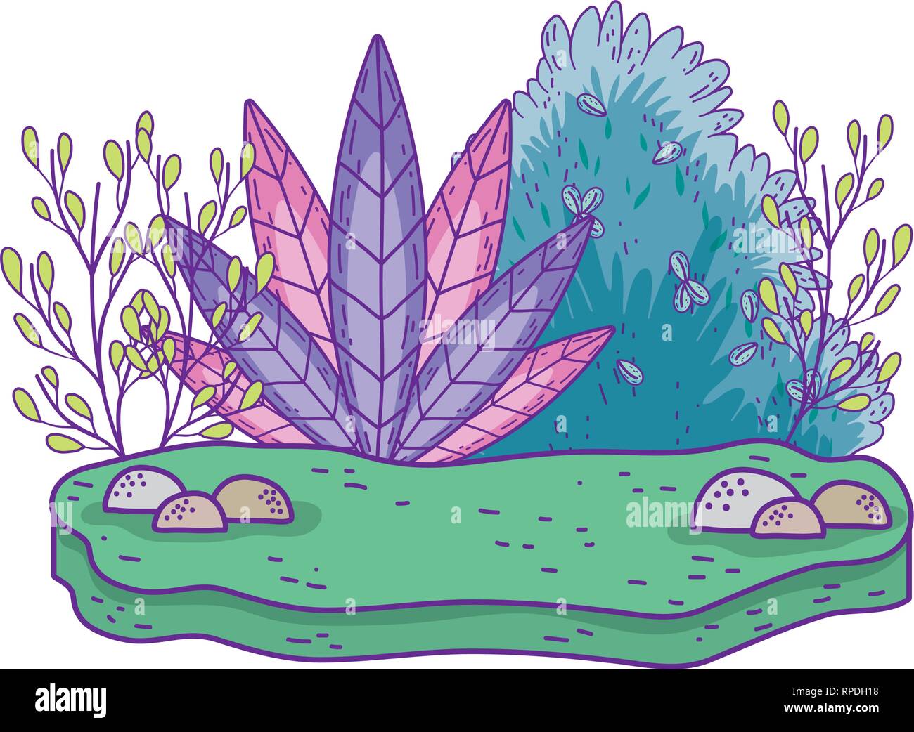 beautiful garden bush landscape scene Stock Vector Image & Art - Alamy