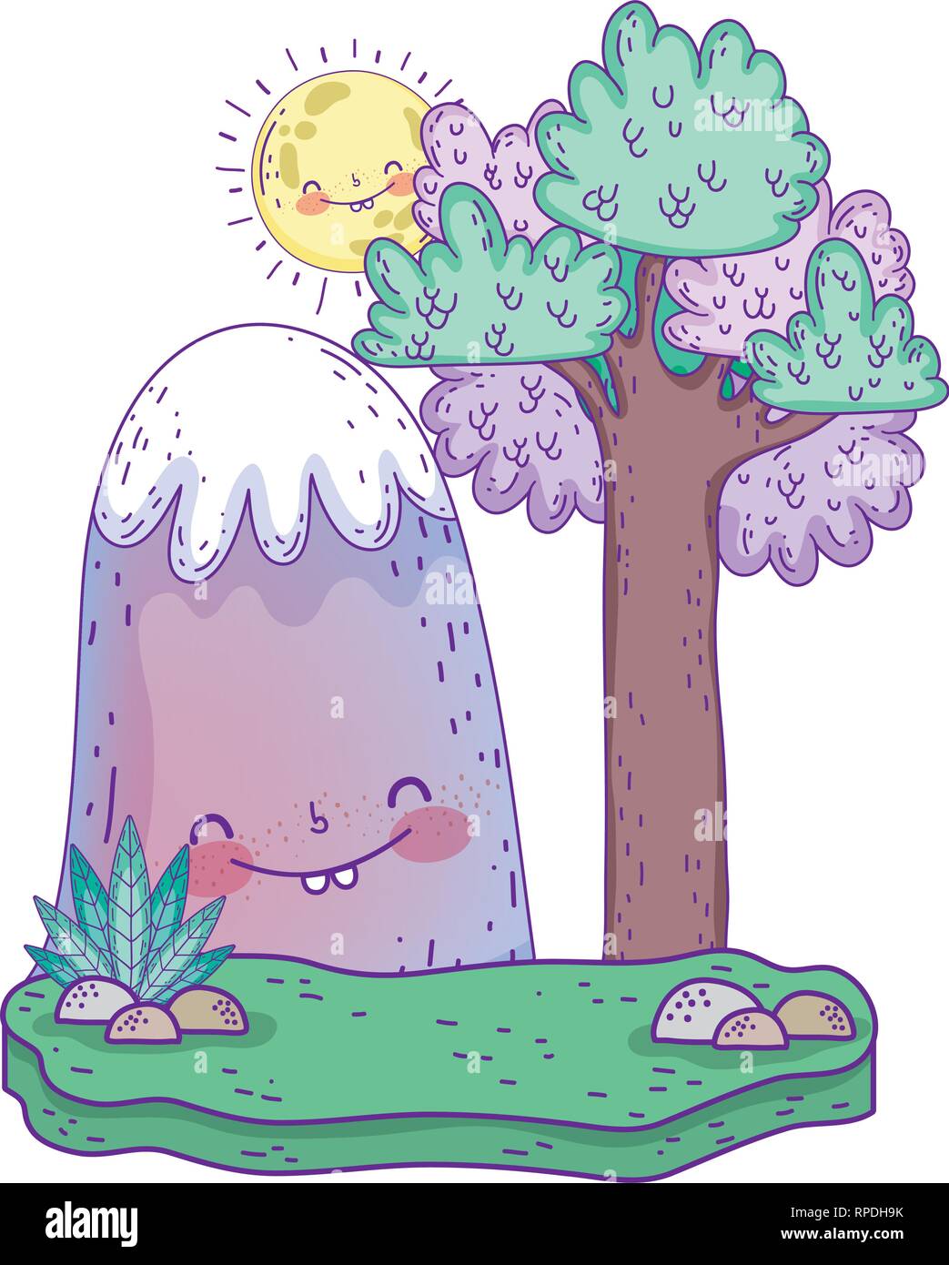 Alpine traditional landscape Stock Vector Images - Alamy