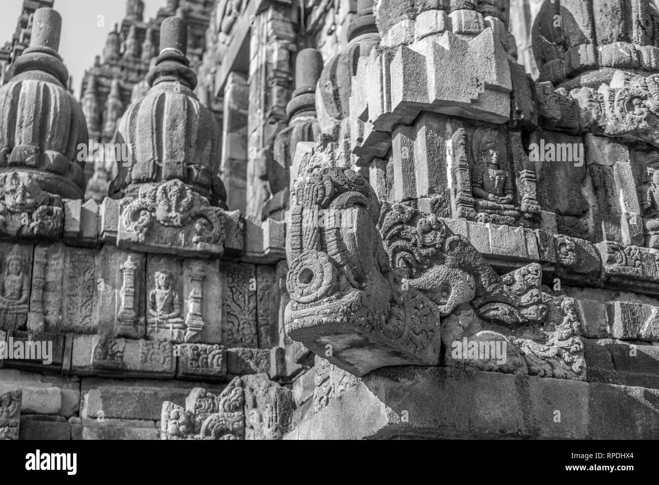 Gargoyle at Candi Siwa (Shiva Temple) in Prambanan temple complex. 9th ...