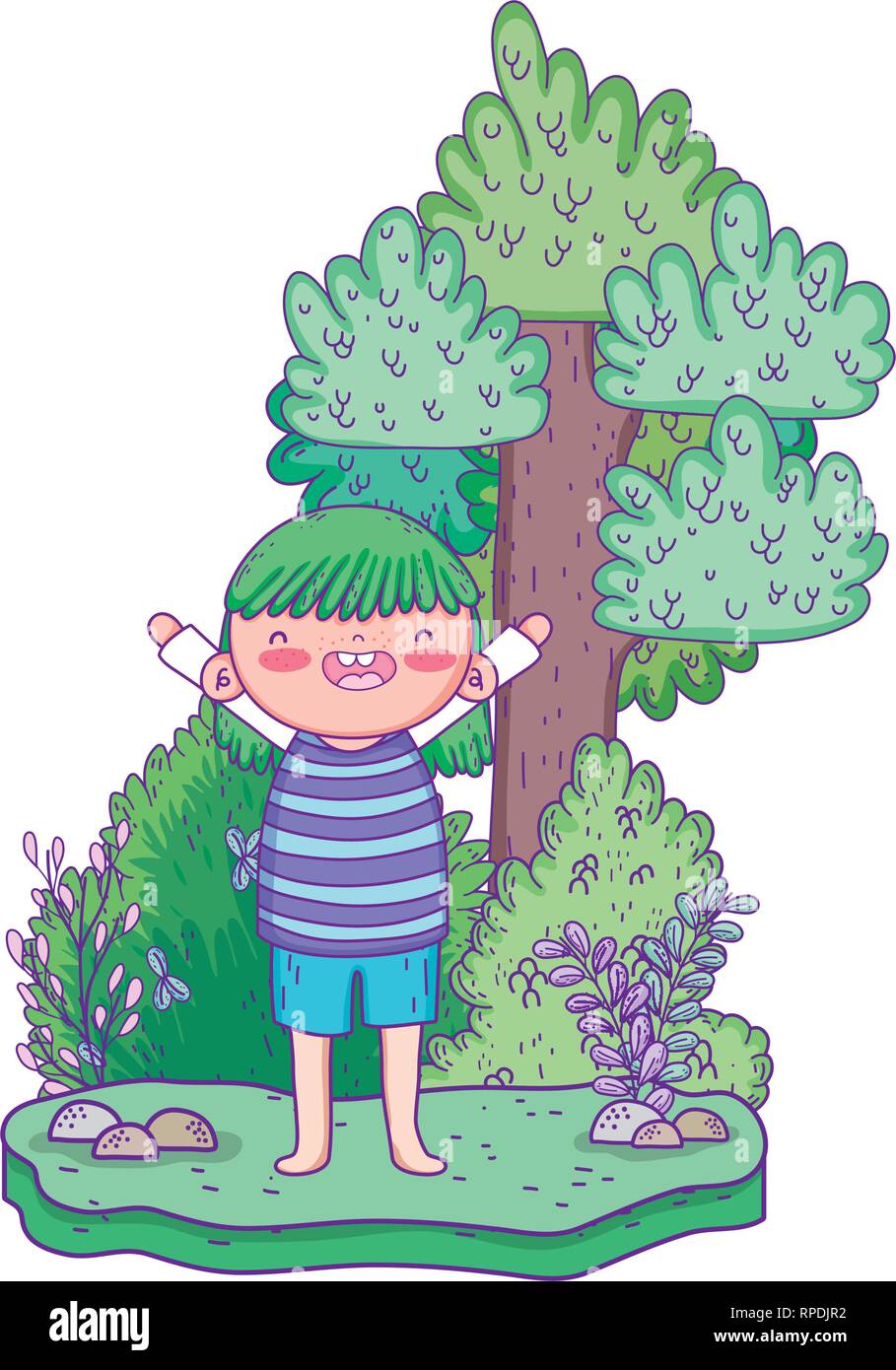 cute little girl in the landscape Stock Vector Image & Art - Alamy