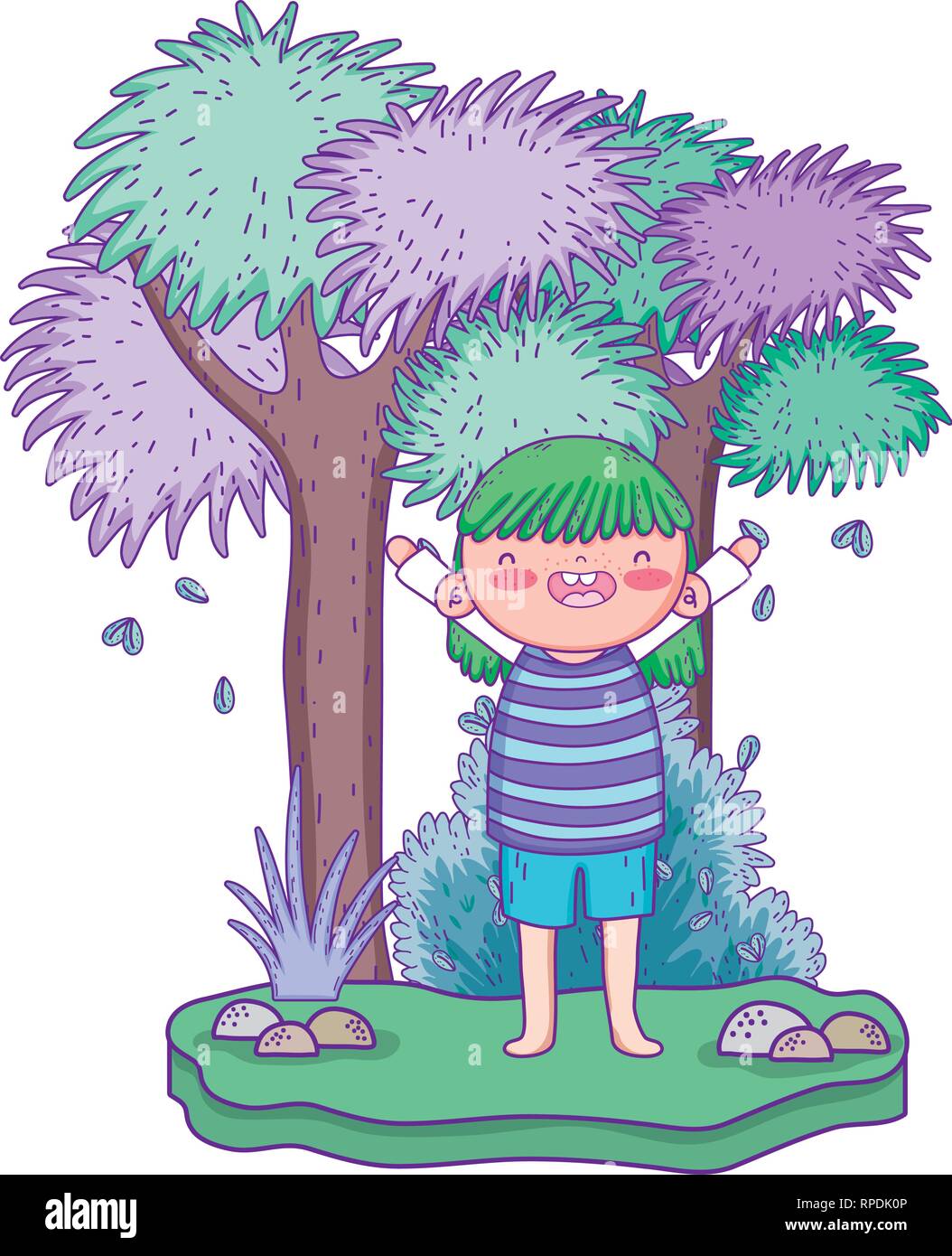 cute little girl in the landscape Stock Vector Image & Art - Alamy