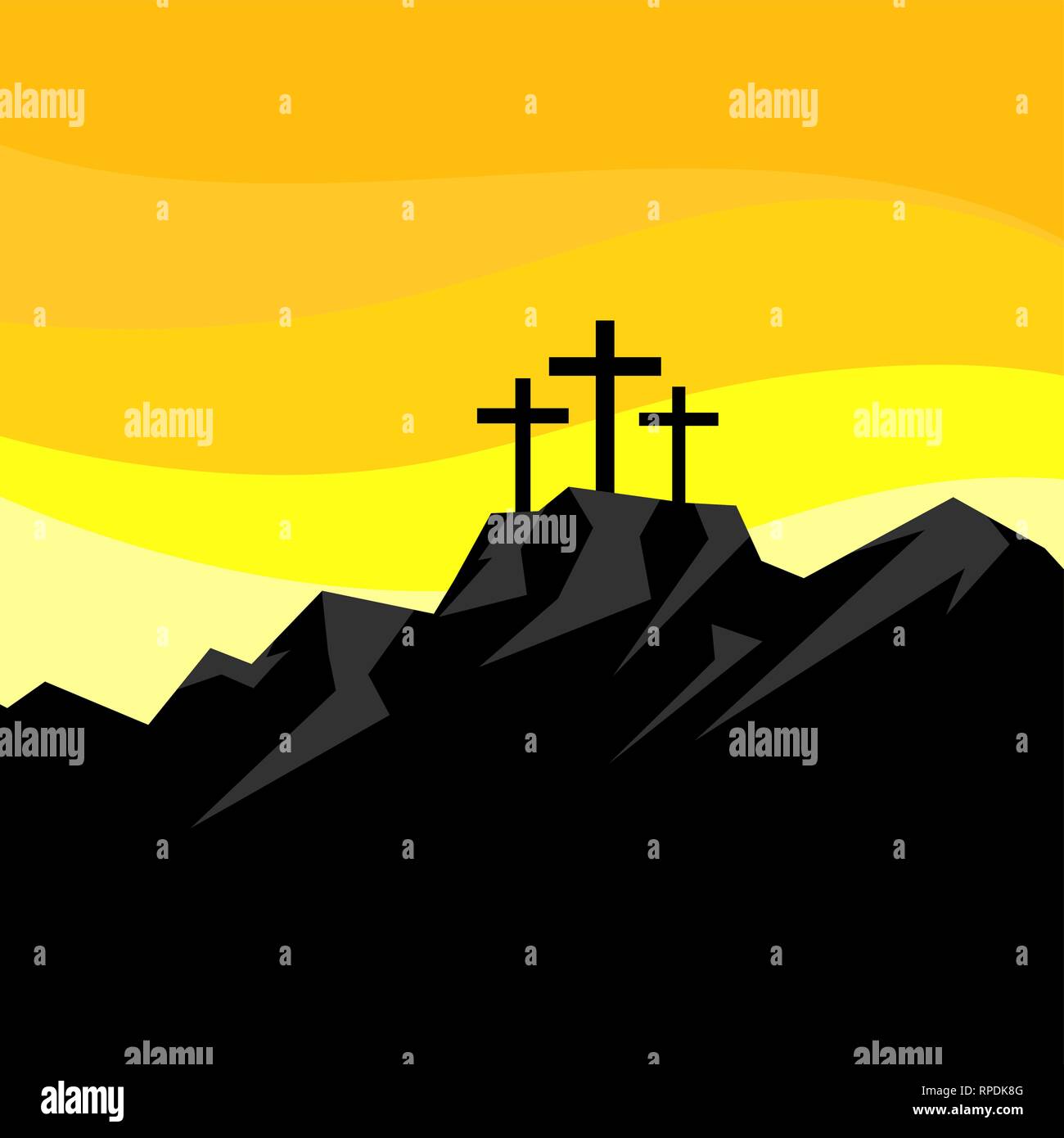 Easter illustration. Three crosses on Calvary Stock Vector Image & Art ...