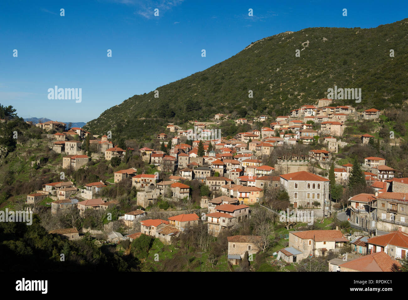 Mountain village Stemnitsa, Greece Stock Photo - Alamy