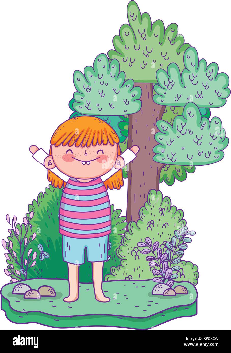 cute little girl in the landscape Stock Vector Image & Art - Alamy