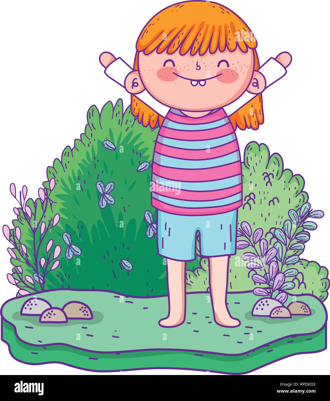 cute little girl in the landscape Stock Vector Image & Art - Alamy