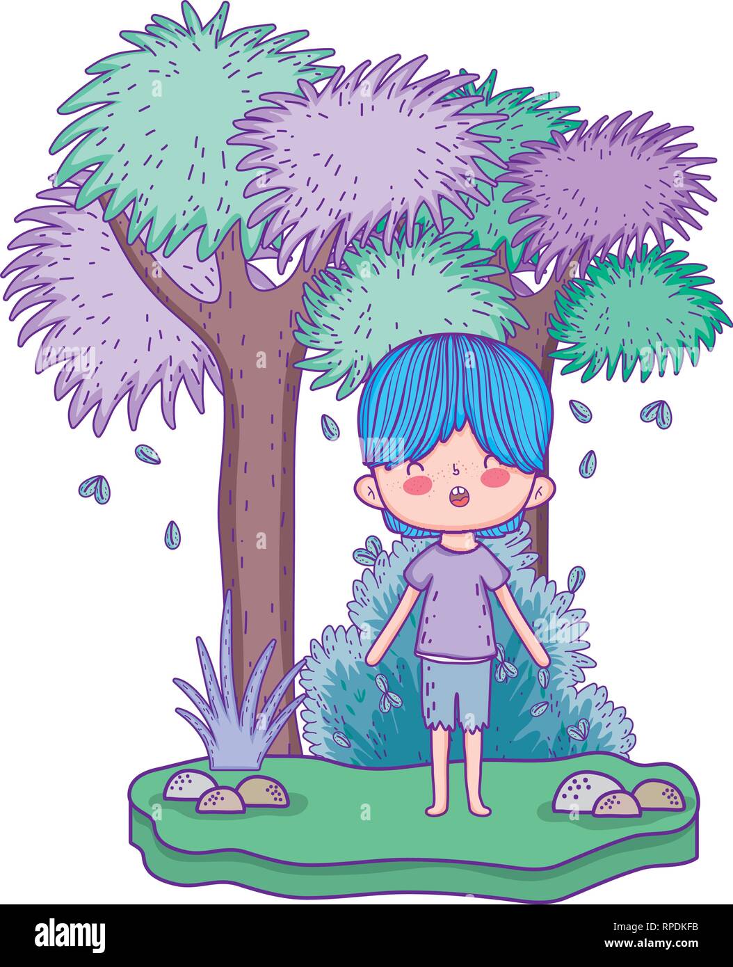 cute little boy in the landscape Stock Vector Image & Art - Alamy