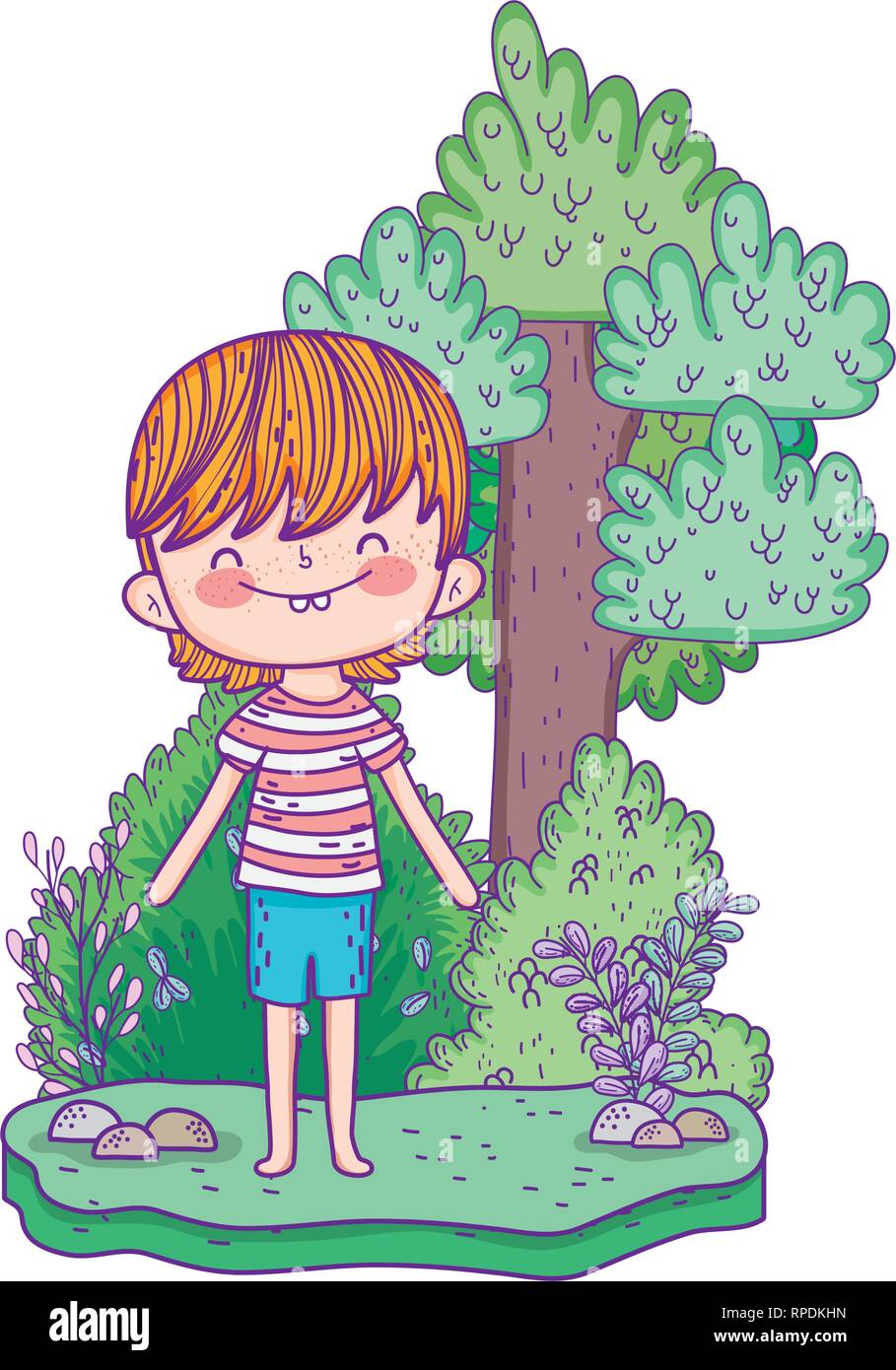cute little boy in the landscape Stock Vector Image & Art - Alamy