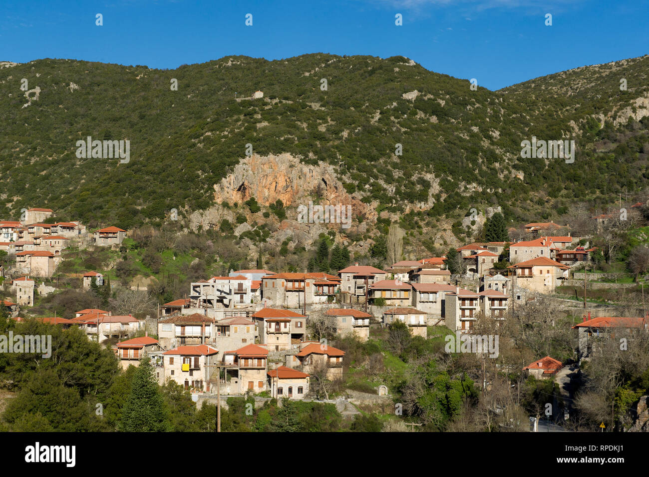 Mountain village Stemnitsa, Greece Stock Photo - Alamy