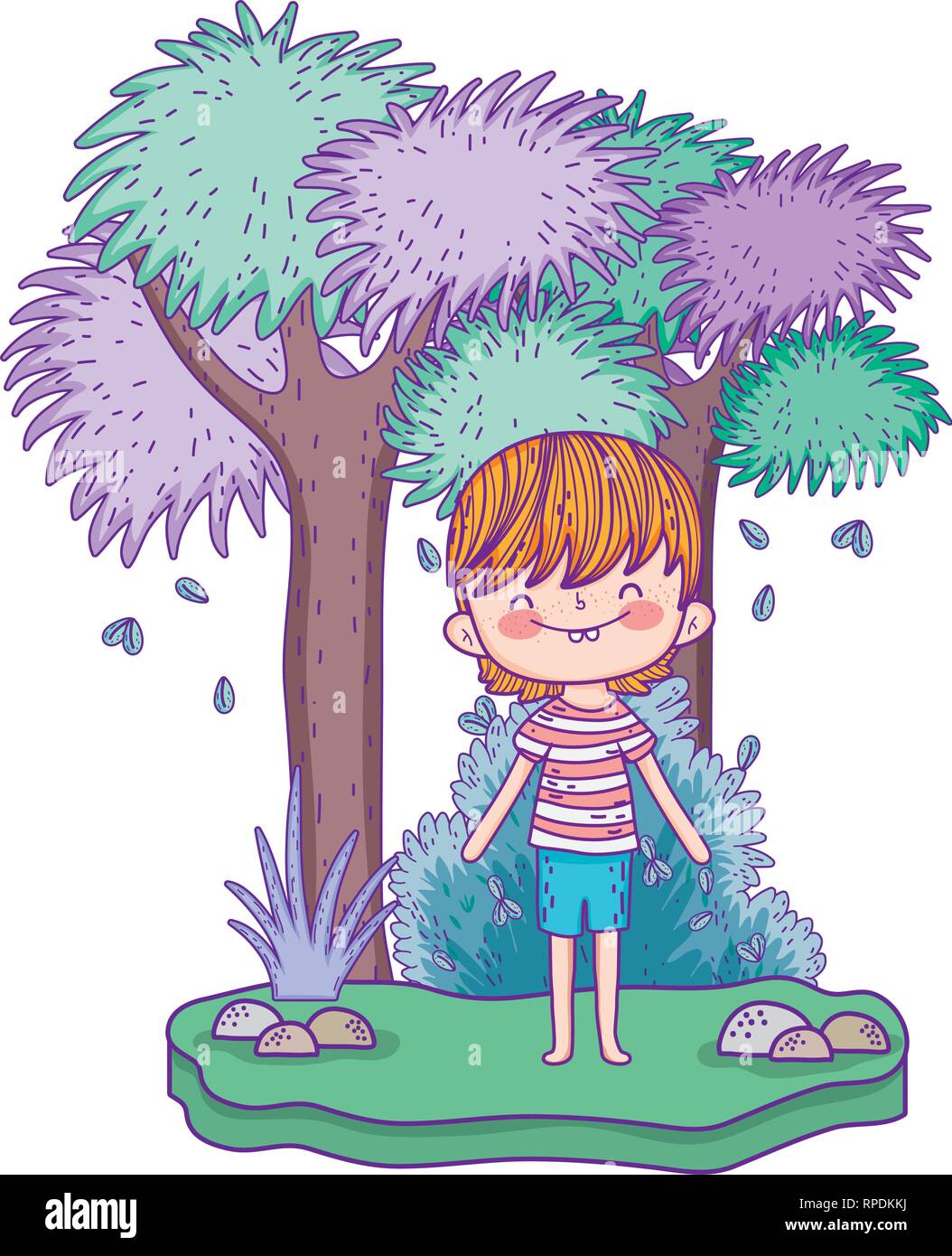 cute little boy in the landscape Stock Vector Image & Art - Alamy