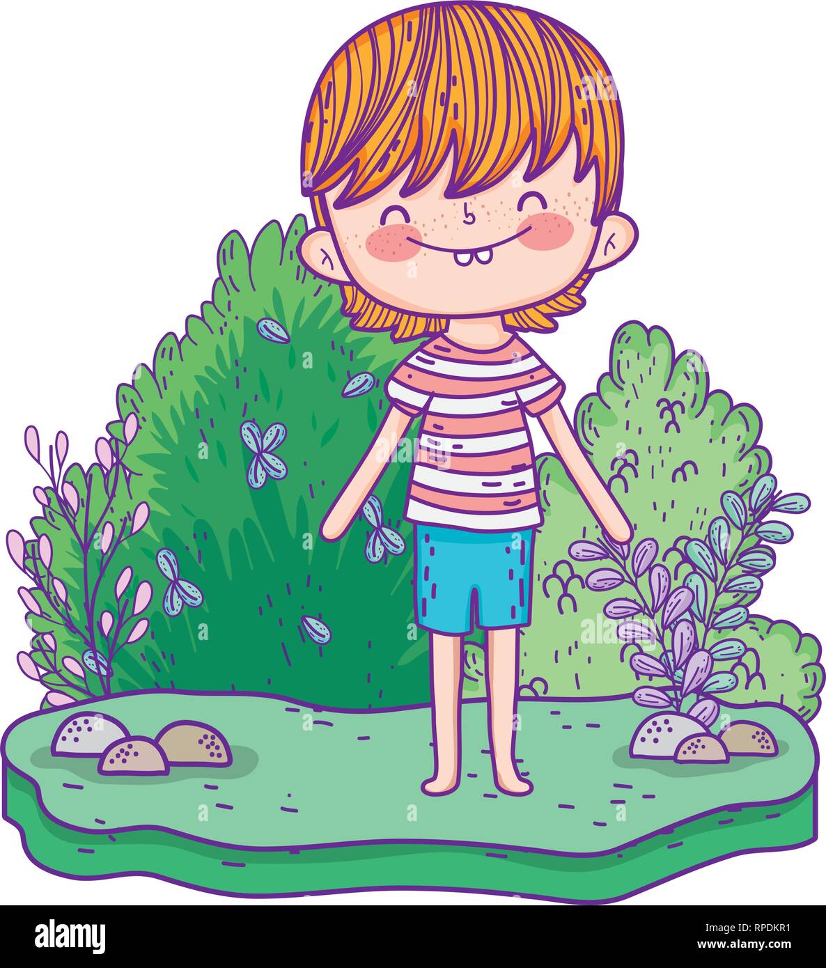 cute little boy in the landscape Stock Vector Image & Art - Alamy
