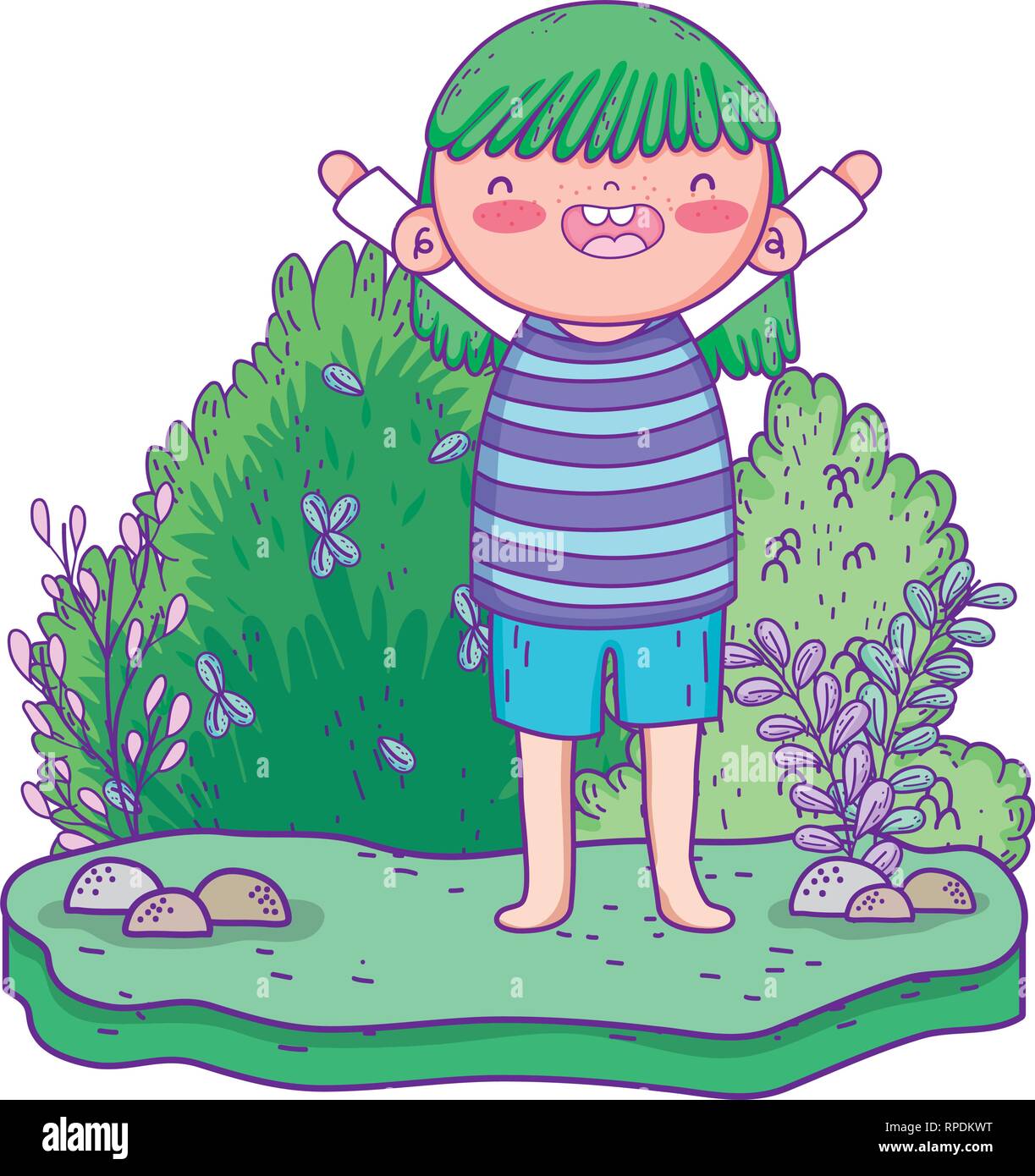 cute little girl in the landscape Stock Vector Image & Art - Alamy
