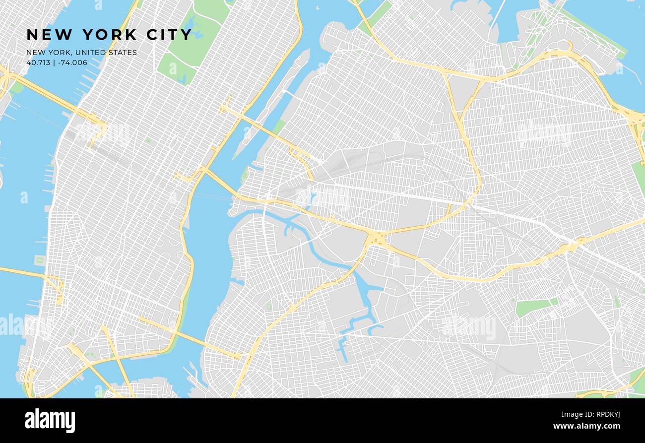 Printable streetmap of New York City including highways, major roads ...