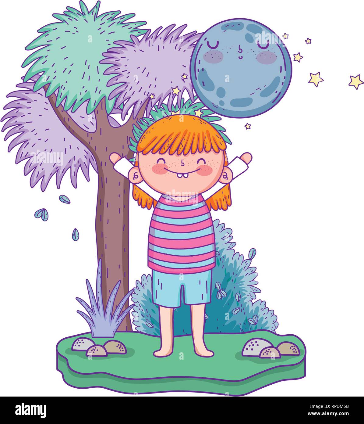 cute little girl in the landscape Stock Vector Image & Art - Alamy