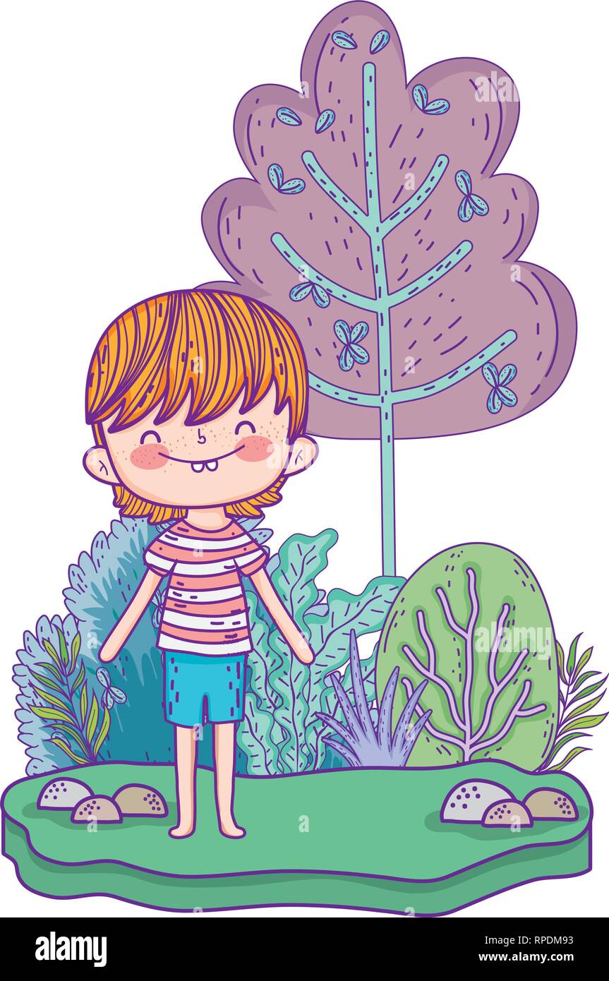 cute little boy in the landscape Stock Vector Image & Art - Alamy