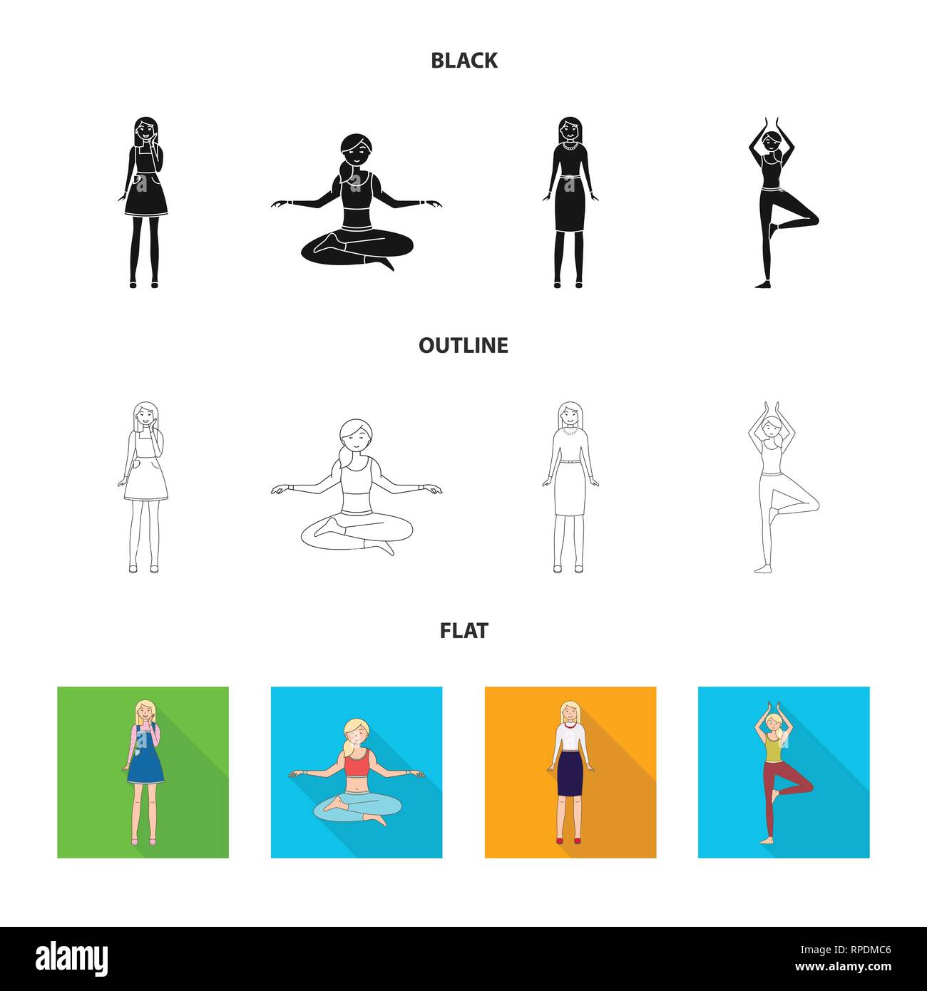 Vector illustration of posture and mood symbol. Collection of posture ...