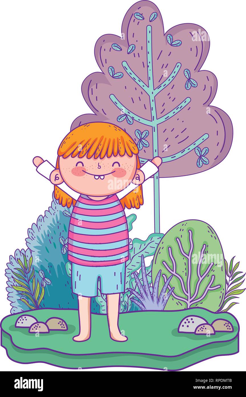 cute little girl in the landscape Stock Vector Image & Art - Alamy