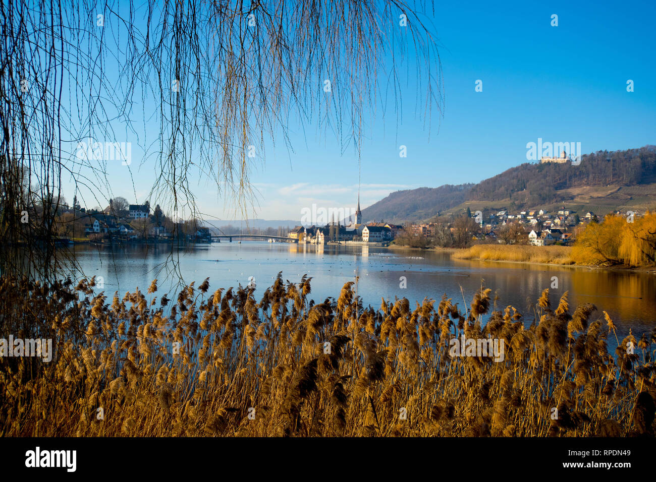 The island of Werd in Stein am Rhein in Switzerland, at the rhine river ...