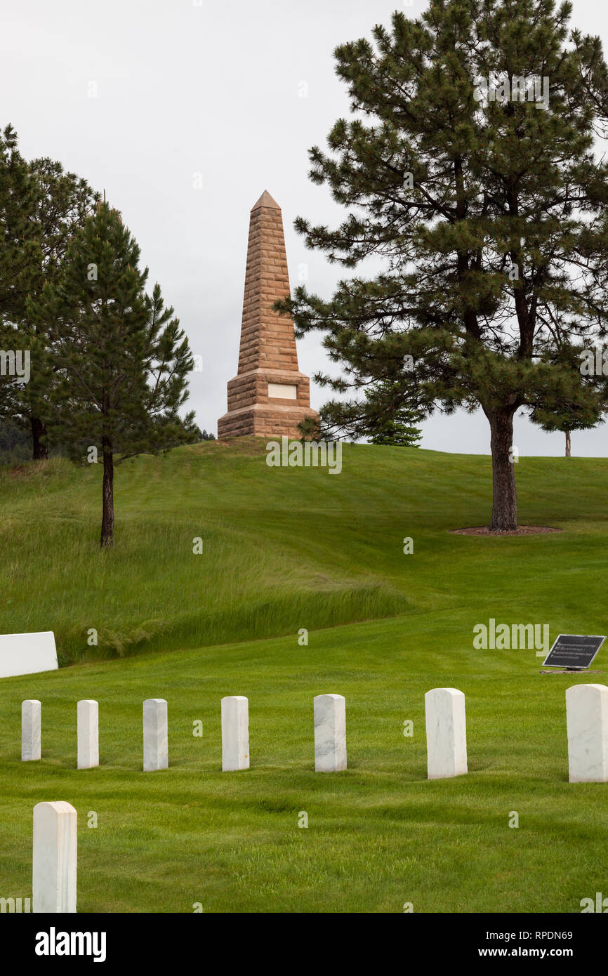 HOT SPRINGS, SOUTH DAKOTA - June 8, 2014: A stone obelisk monument sits ...