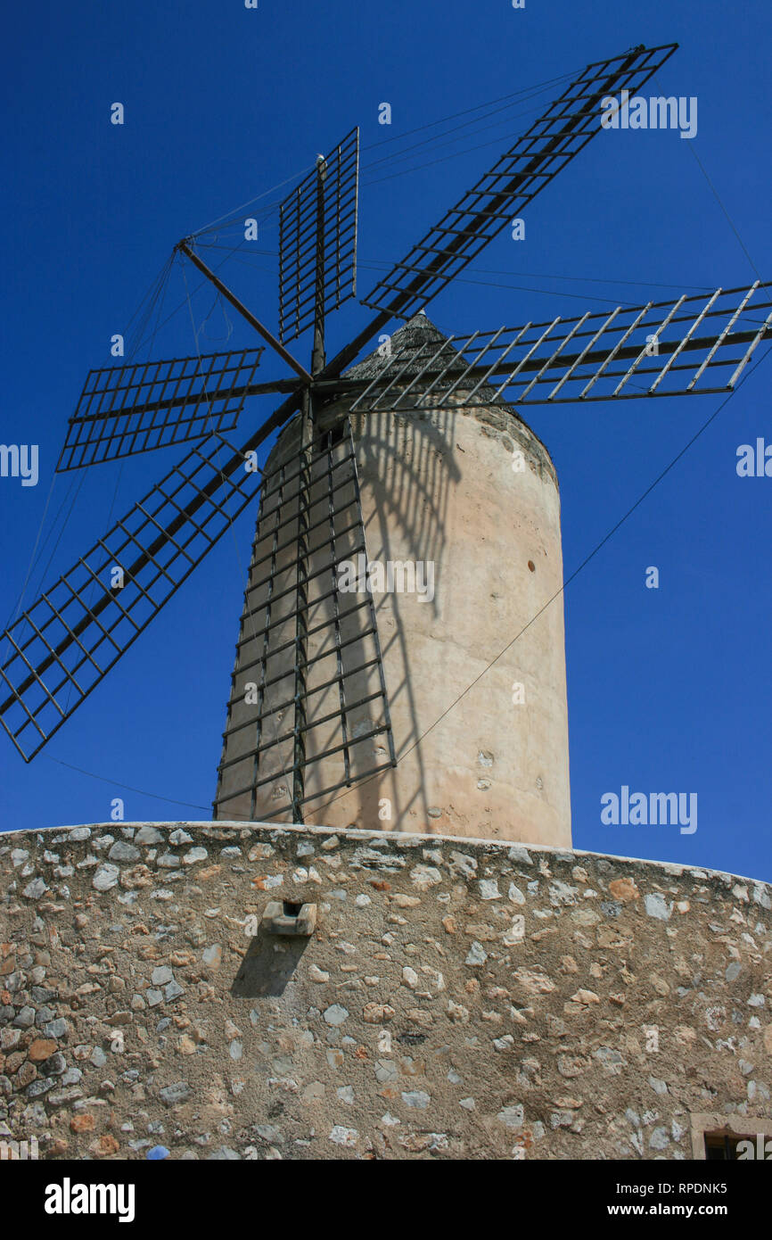 Traditional windmill at Es Jonquet in Palma de Mallorca (Majorca ...