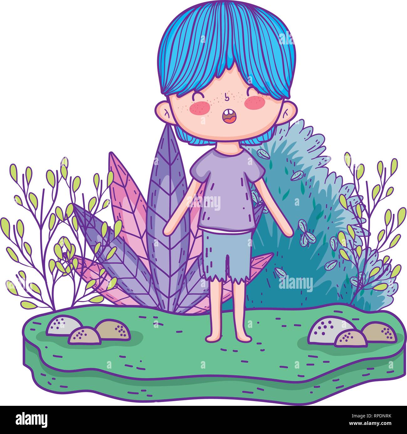 cute little boy in the landscape Stock Vector Image & Art - Alamy