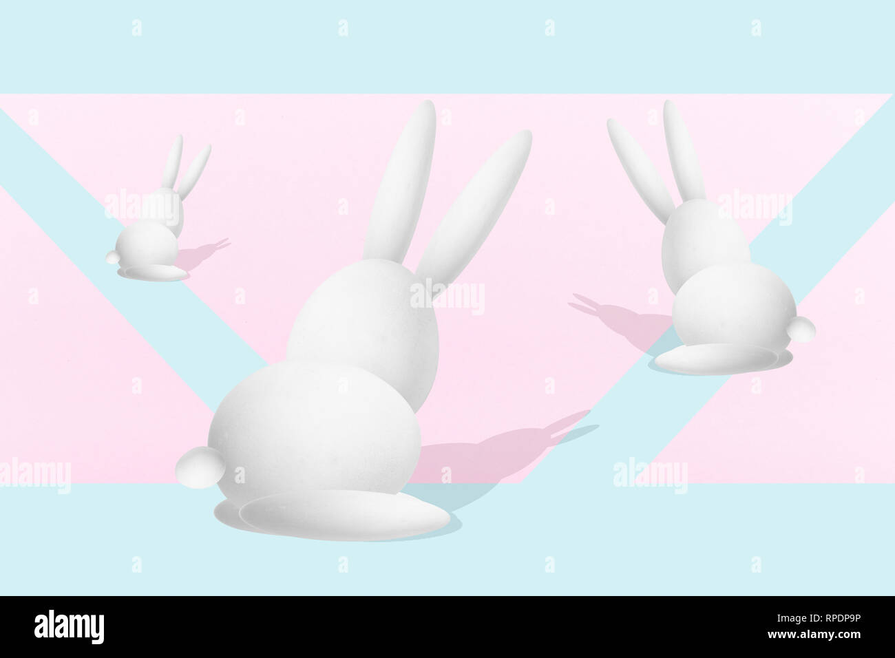illustration of stylized easter bunny, Happy Easter minimalistic modern ...