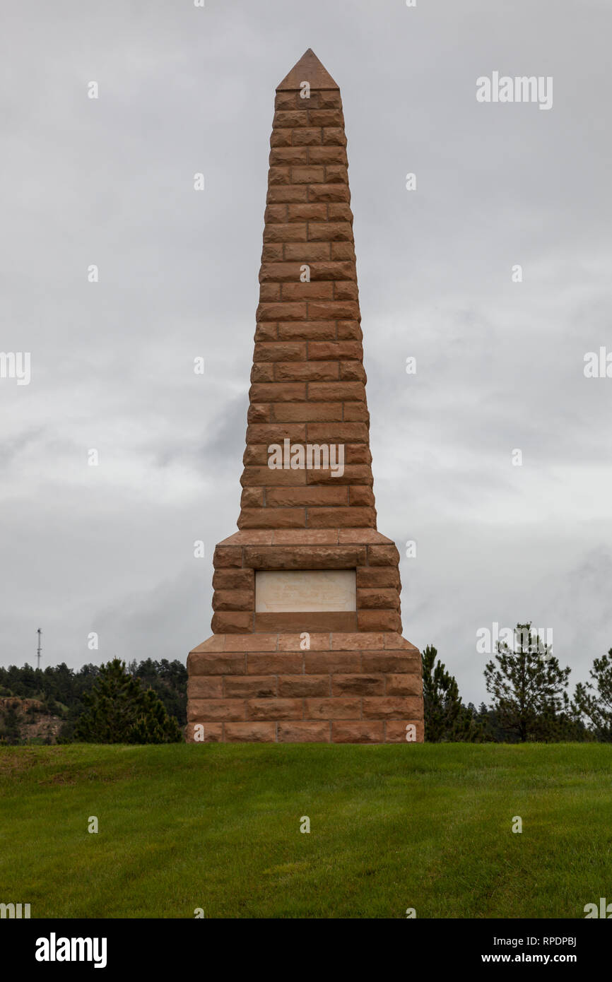 HOT SPRINGS, SOUTH DAKOTA - June 8, 2014: A large brick obelisk ...