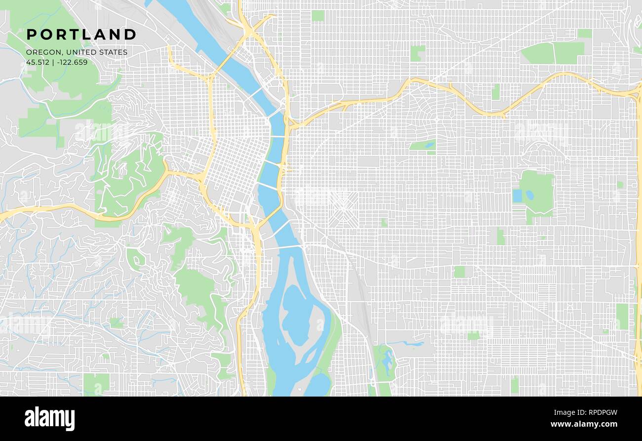 Printable streetmap of Portland including highways, major roads, minor ...