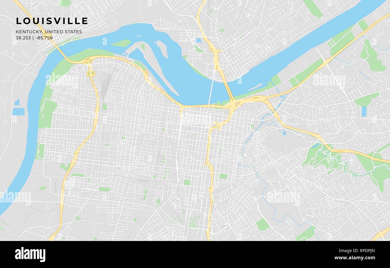 Printable streetmap of Louisville including highways, major roads ...
