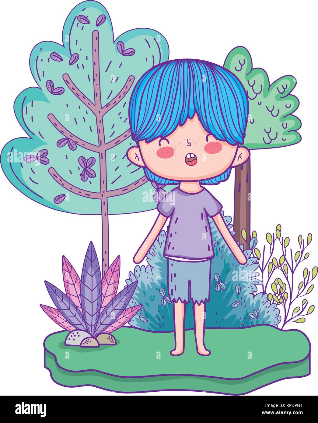 cute little boy in the landscape Stock Vector Image & Art - Alamy