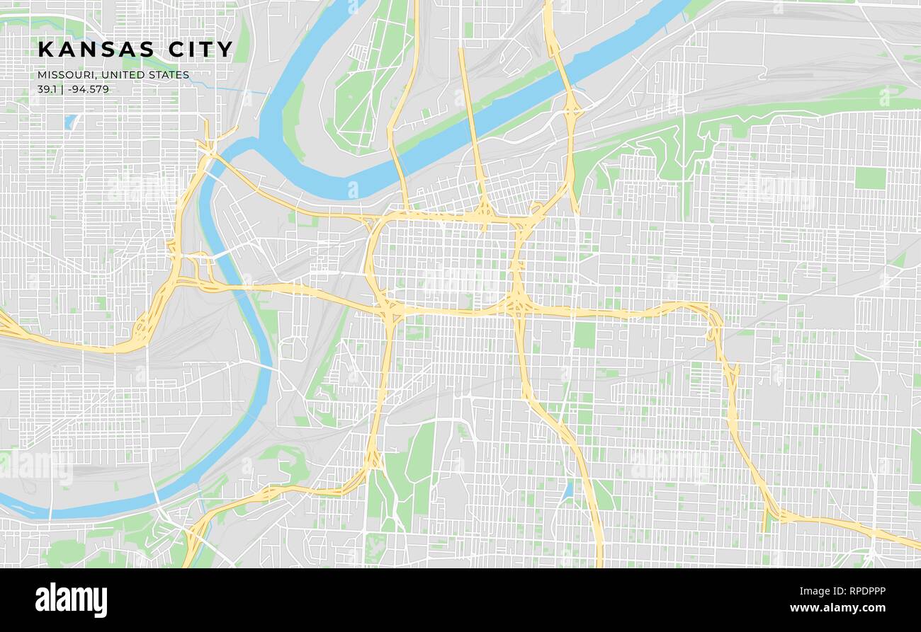 Printable streetmap of Kansas City including highways, major roads ...
