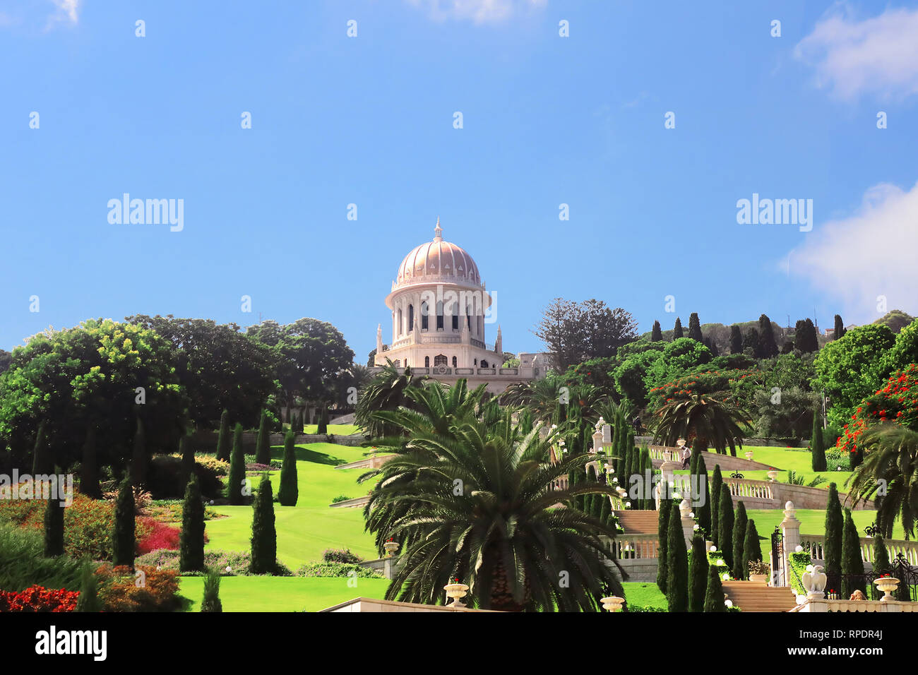Bahai gardens and temple on the slopes of the Carmel Mountain in Haifa ...