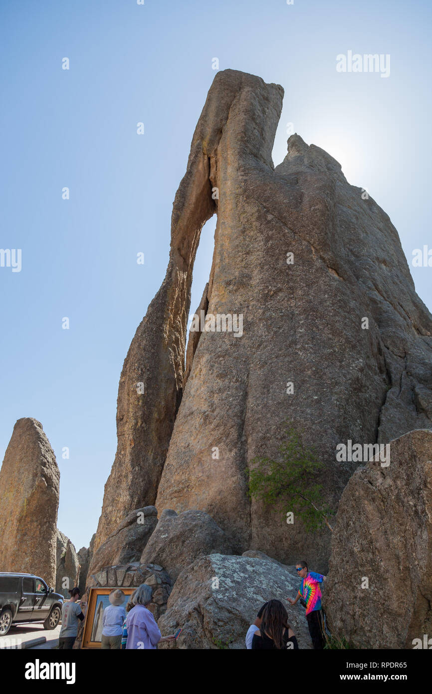 CUSTER STATE PARK, SOUTH DAKOTA - June 9, 2014: People standing at the ...