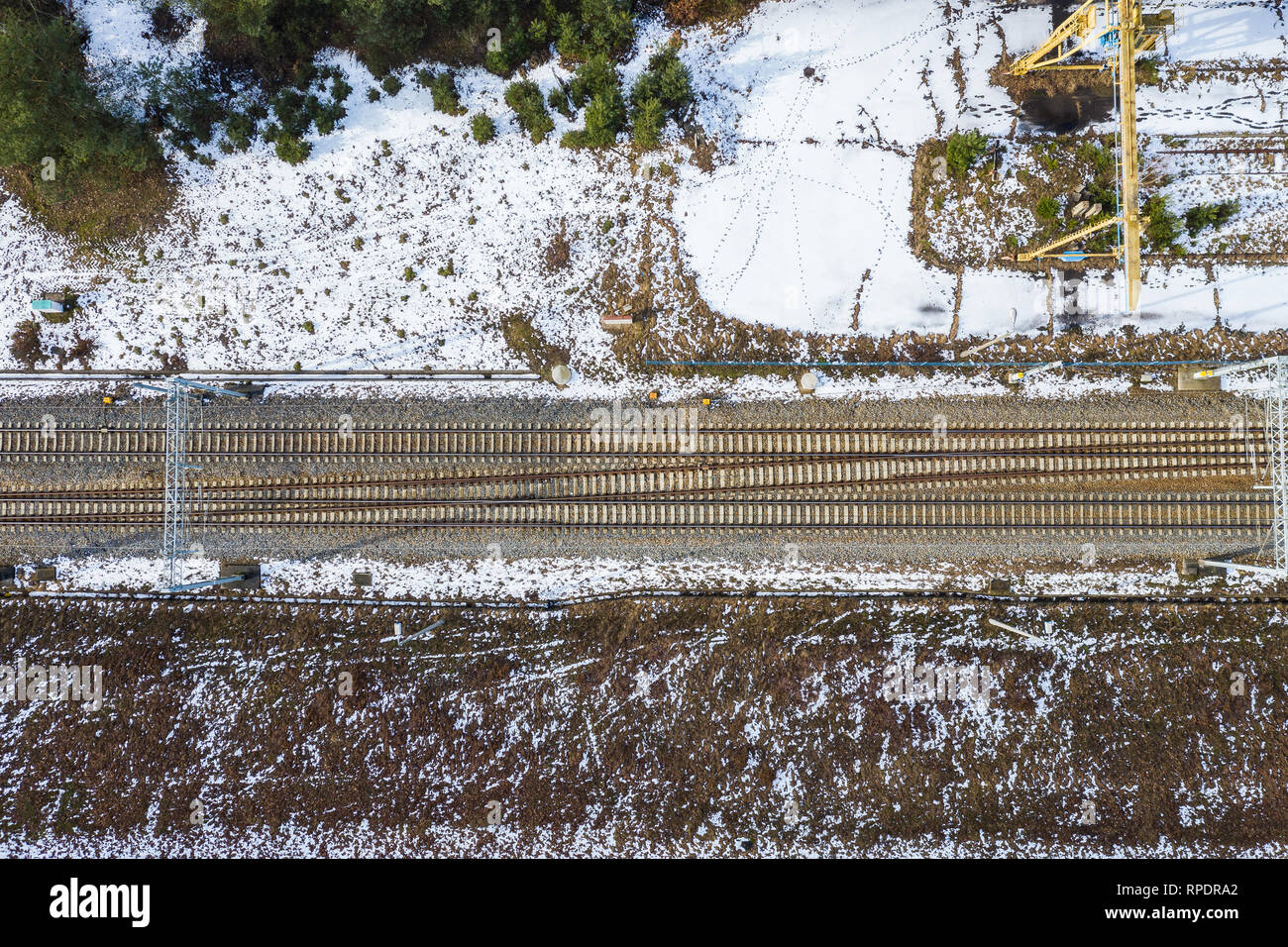 Rail tracks snow aerial hi-res stock photography and images - Alamy