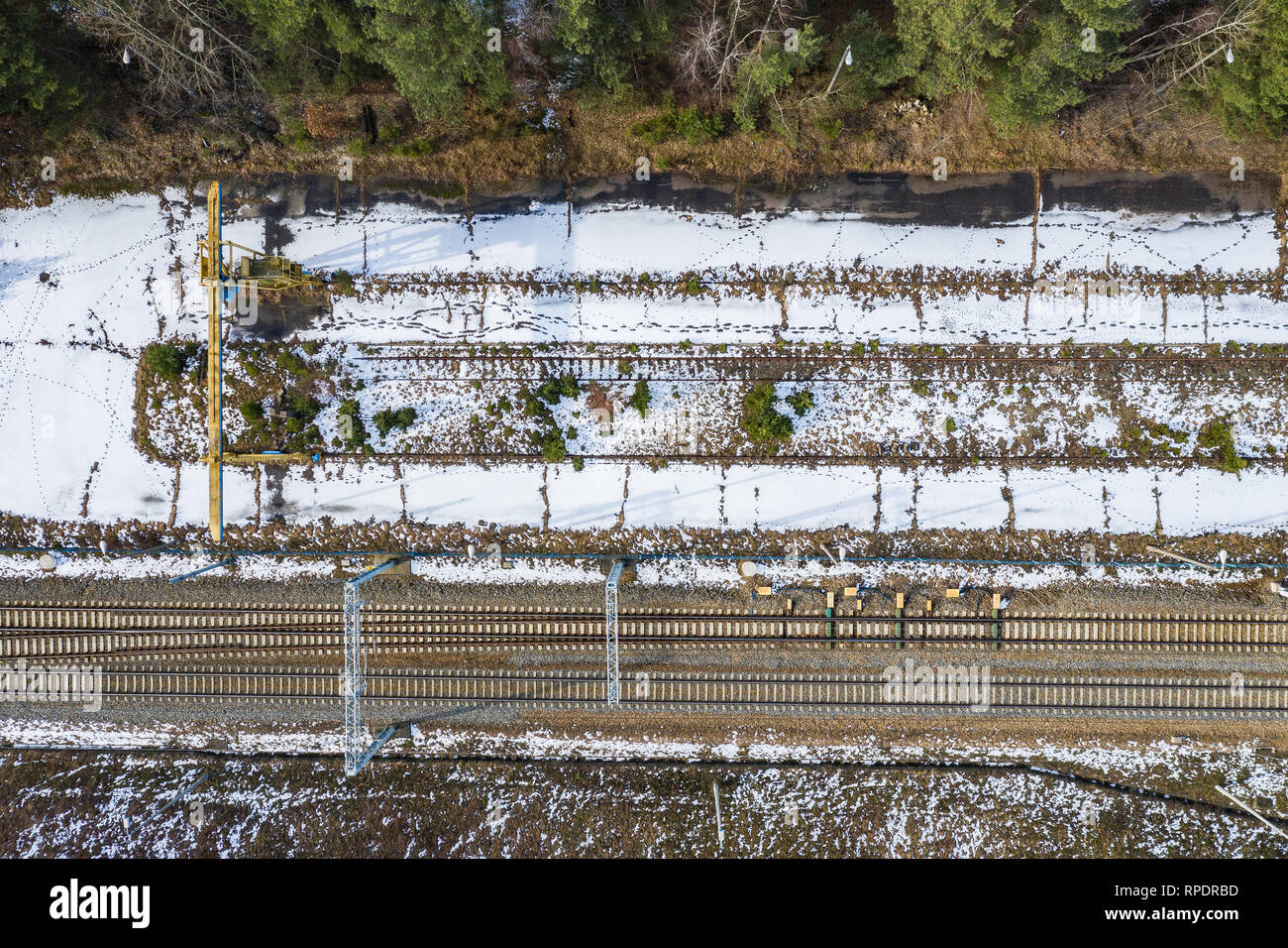 Rail tracks snow aerial hi-res stock photography and images - Alamy