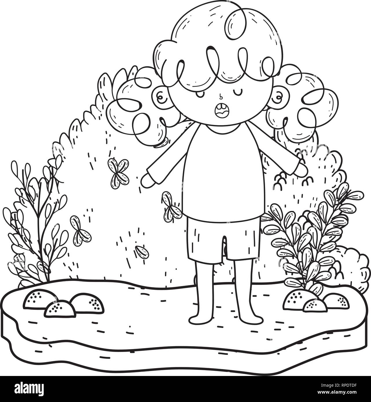 cute little girl in the landscape Stock Vector Image & Art - Alamy