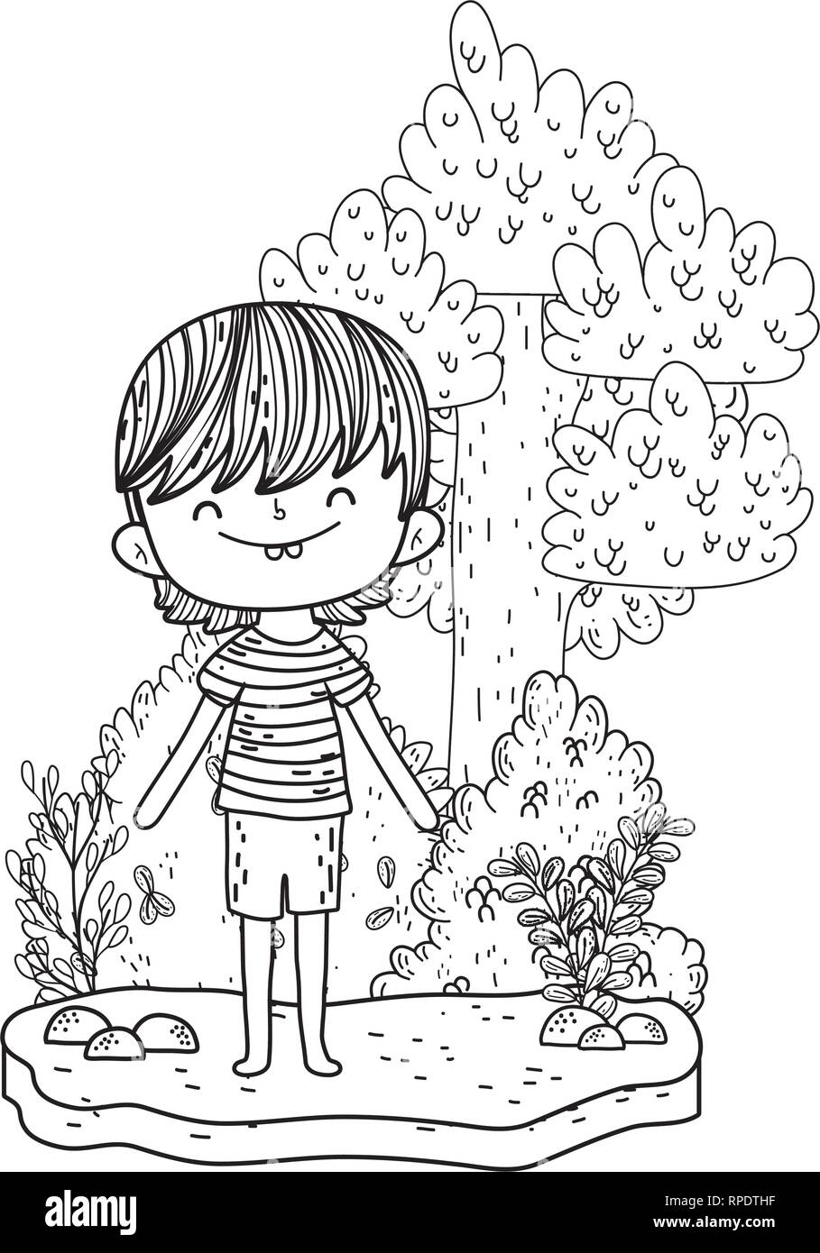 cute little boy in the landscape Stock Vector Image & Art - Alamy